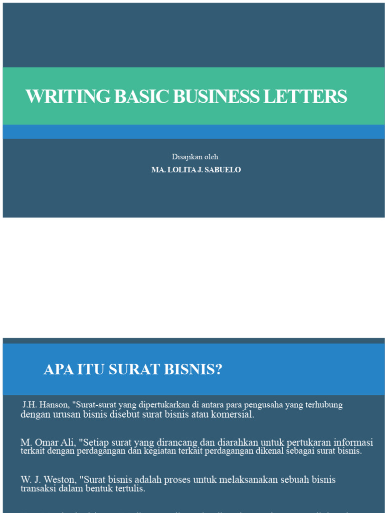 Menulis Surat Bisnis Dasar | PDF