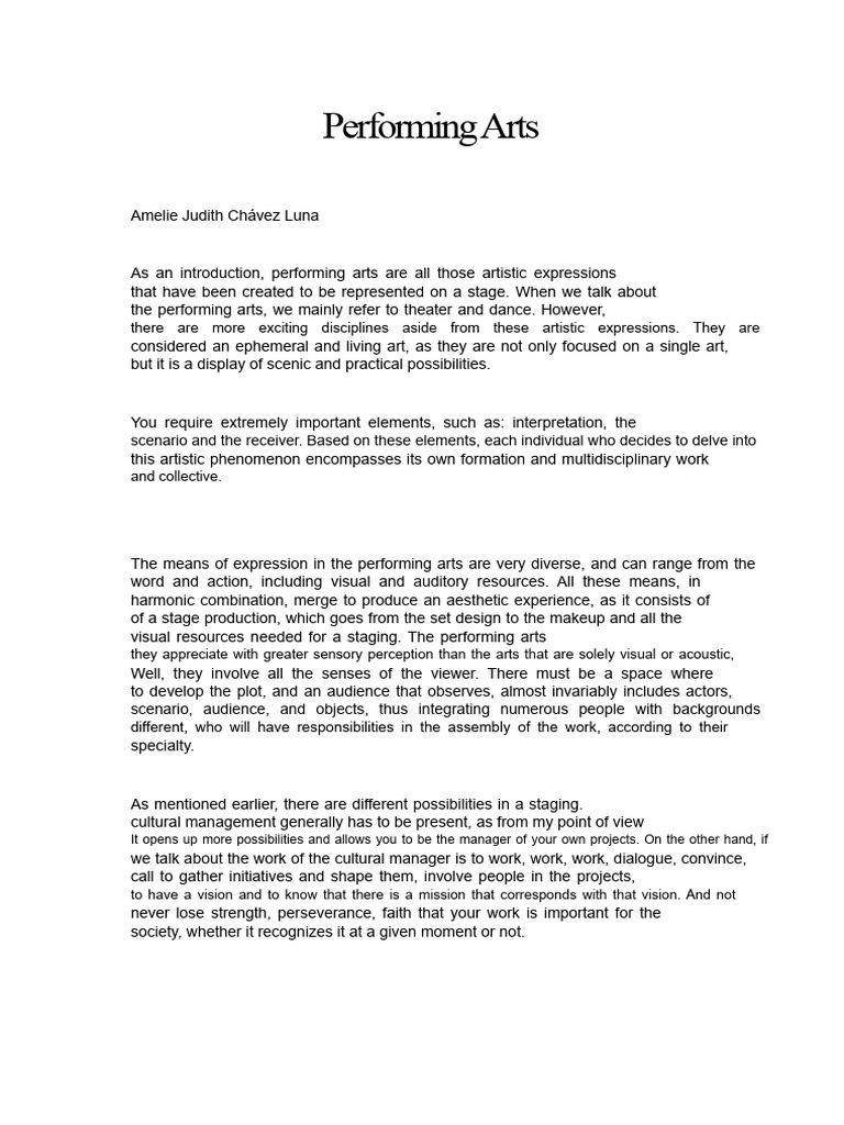 Essay (Performing Arts) | PDF | Psychological Concepts | Cognition