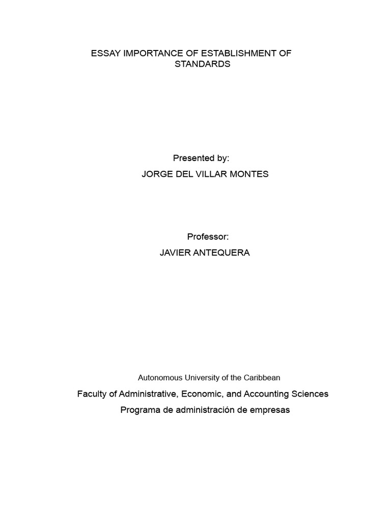 Importance of Establishing Standards | PDF
