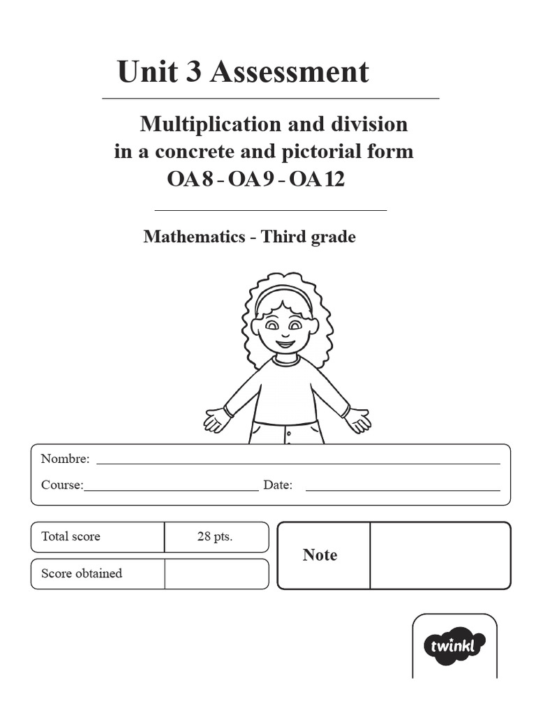 3rd Grade Evaluation - Mathematics Unit 3 - OA 8-9 and 12 | PDF ...