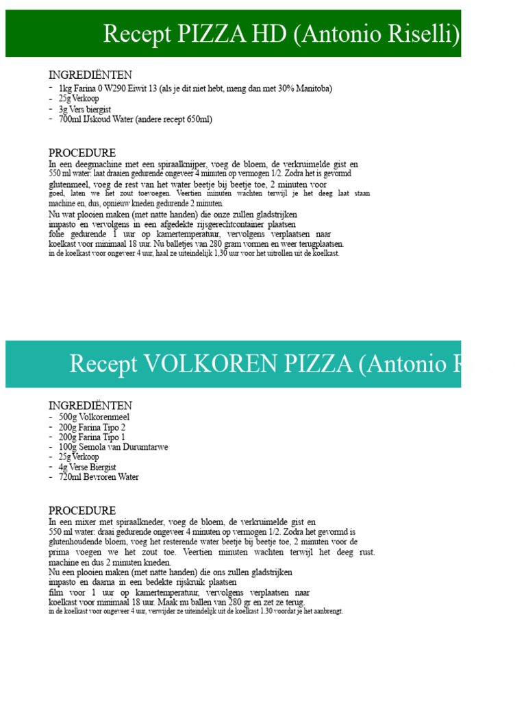 Pizza Antonio Riselli | PDF