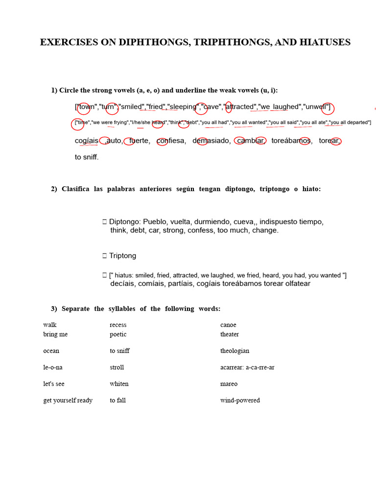 Diphthong Exercises - Dreyser | PDF | Phonology | Phonetics