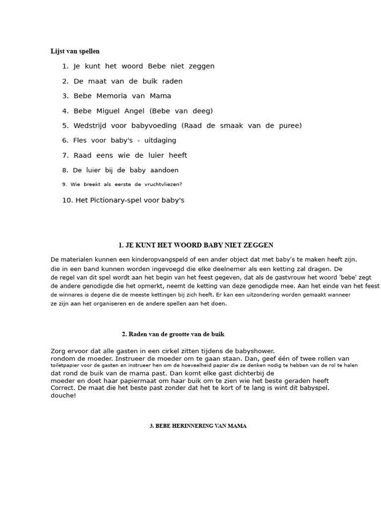 Lijst Van Baby Shower Spellen | PDF