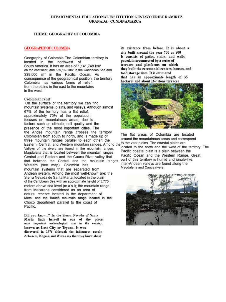 Workshop 4° - Physical Geography of Colombia | PDF | Colombia ...
