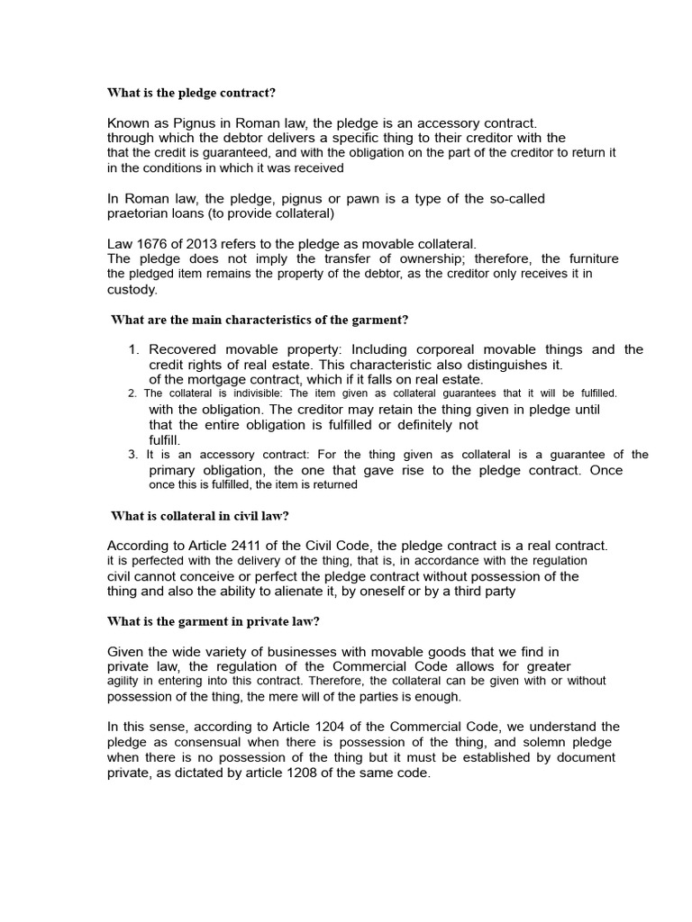 Pledge Agreement | PDF | Collateral (Finance) | Guarantee