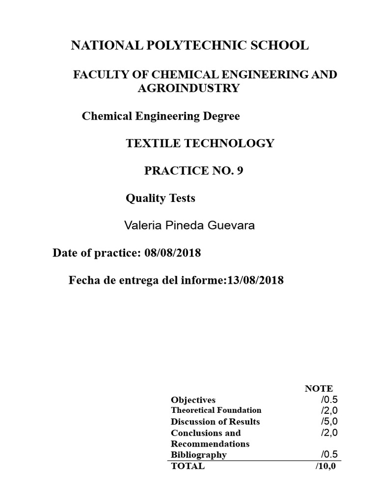 Textile Quality Tests | PDF | Textiles | Yarn