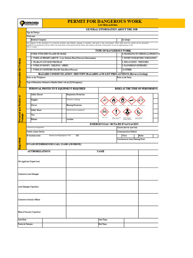 Dangerous Work Permit Guidelines | PDF | Personal Protective Equipment ...