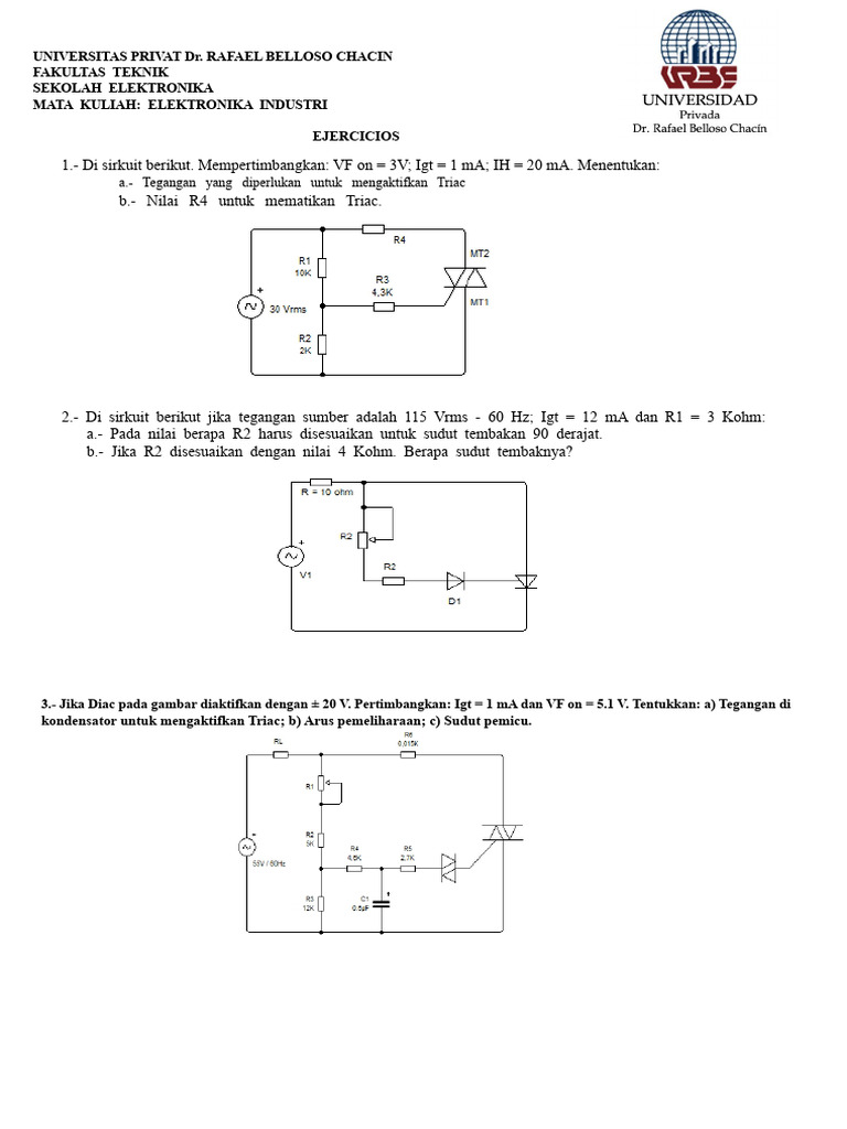 Latihan Elektronika Industri Triac dan SCR | PDF