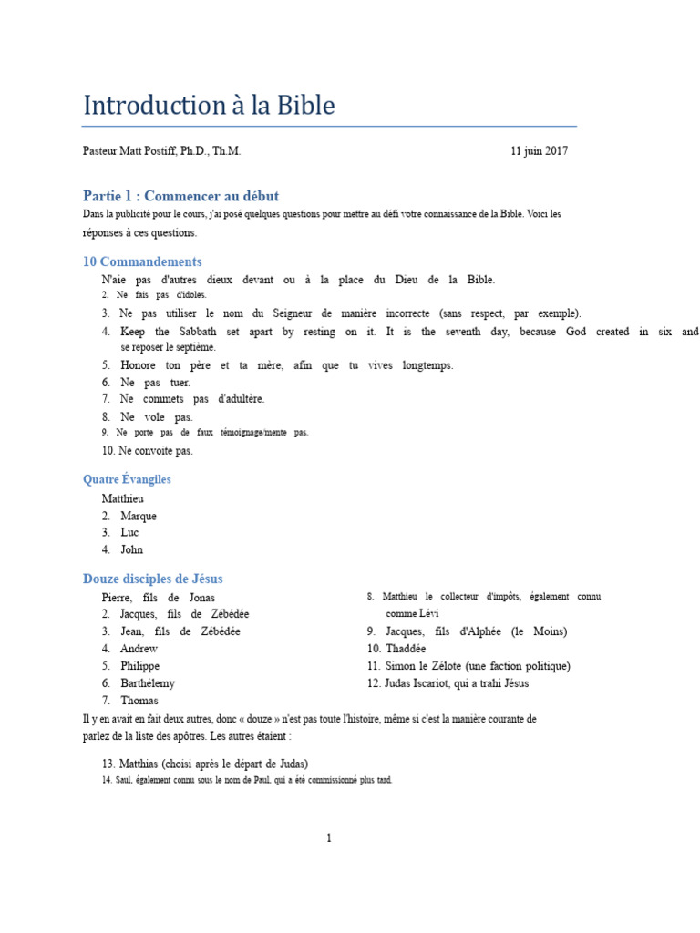 Introduction à la Bible et ses Écritures | PDF | Bible | Ancien testament