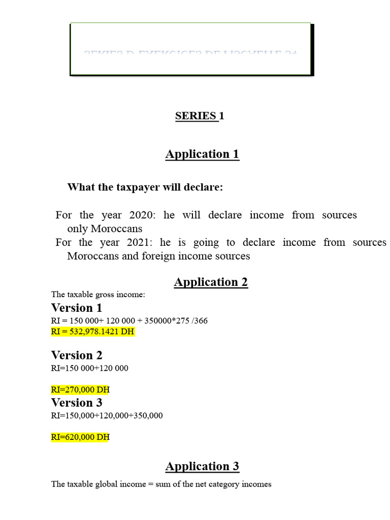 Solutions To The Exercise Series of Taxation S4 | PDF | Tax Deduction ...