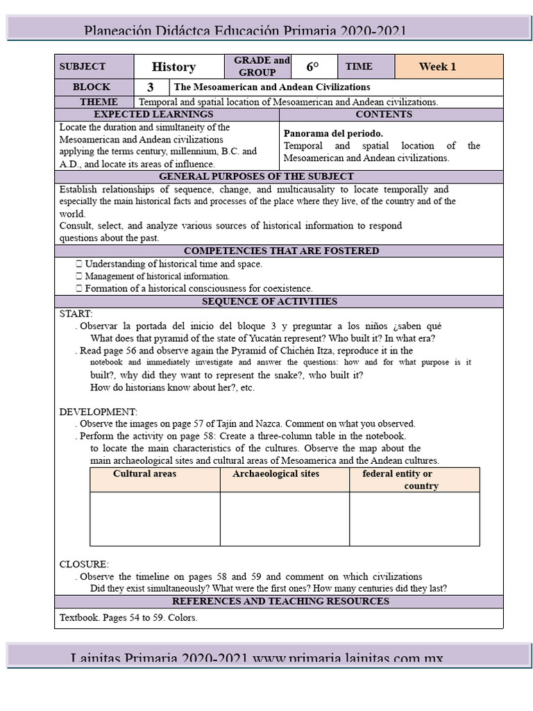 January - 6th Grade History (2020-2021) | PDF | Mesoamerica | Pre ...