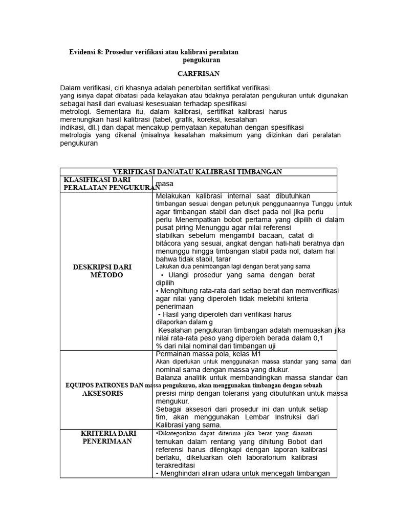 Prosedur Kalibrasi | PDF