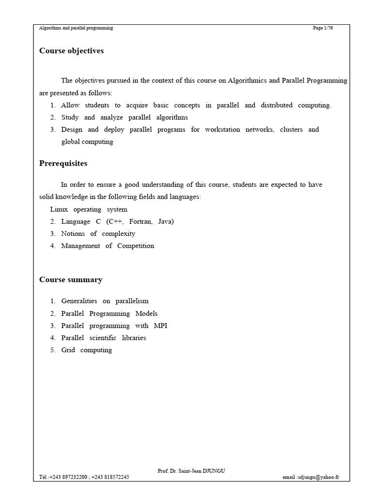 Algorithm & Parallel Programming Course | PDF | Parallel Computing ...