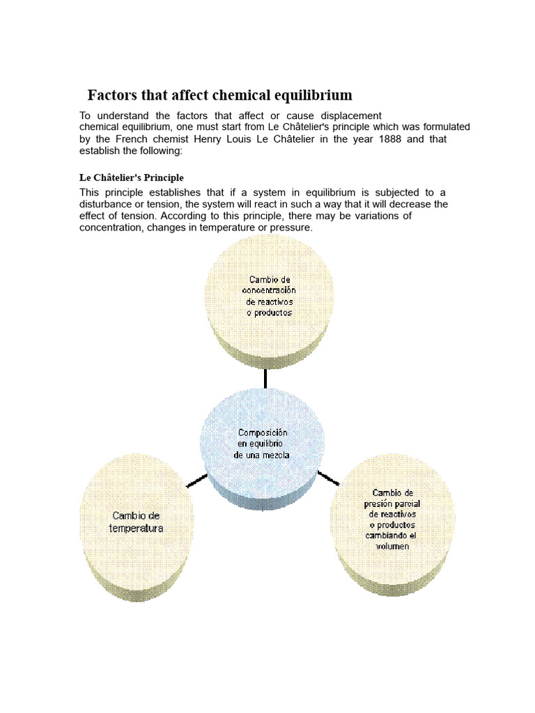 Factors That Affect Chemical Equilibrium | PDF | Chemical Equilibrium ...