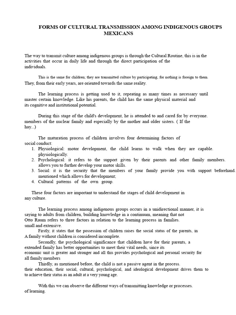 Forms of Cultural Transmission | PDF | Learning | Family