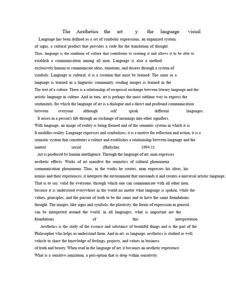 Brief Summary of Aesthetics, Art, and Visual Language. | PDF ...