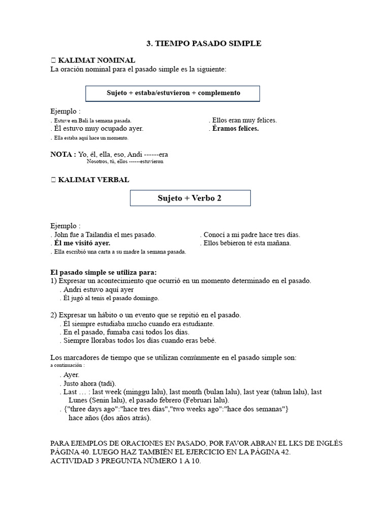 Uso del Pasado Simple y Continuo en Inglés | PDF | Verbo | Asunto ...