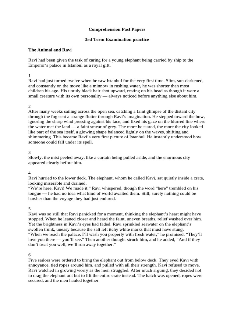 Comprehension Past Papers | PDF