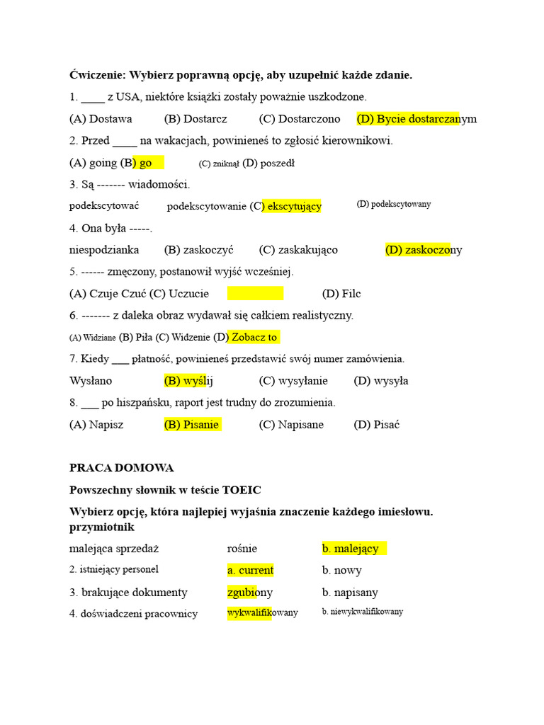 Praca Domowa Lekcja 7 | PDF