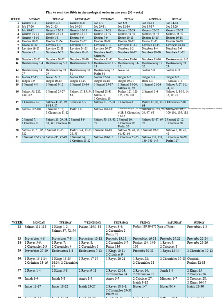 Chronological Plan | PDF | Book Of Numbers | Book Of Genesis