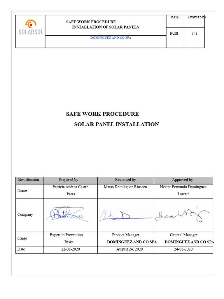 PTS - Installation of Solar Panels | PDF | Personal Protective ...