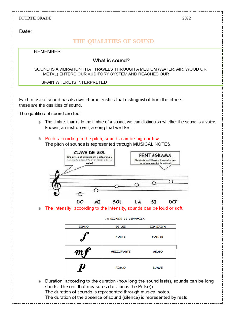 Sound 4th GRADE D | PDF | Sound | Pitch (Music)