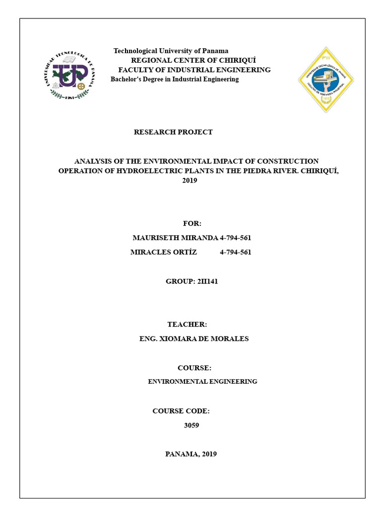 Environmental Engineering Project - Hydroelecric River Piedra | PDF ...