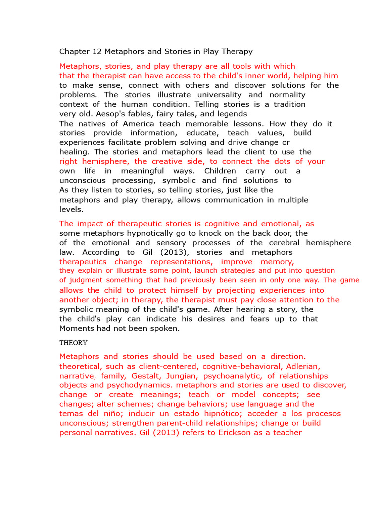Chapter 12 Metaphors and Stories in Play Therapy | PDF | Play Therapy ...