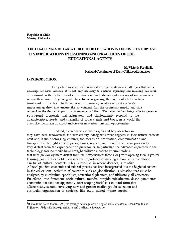 THE CHALLENGES OF CHILDHOOD EDUCATION IN THE 21ST CENTURY AND THEIR ...