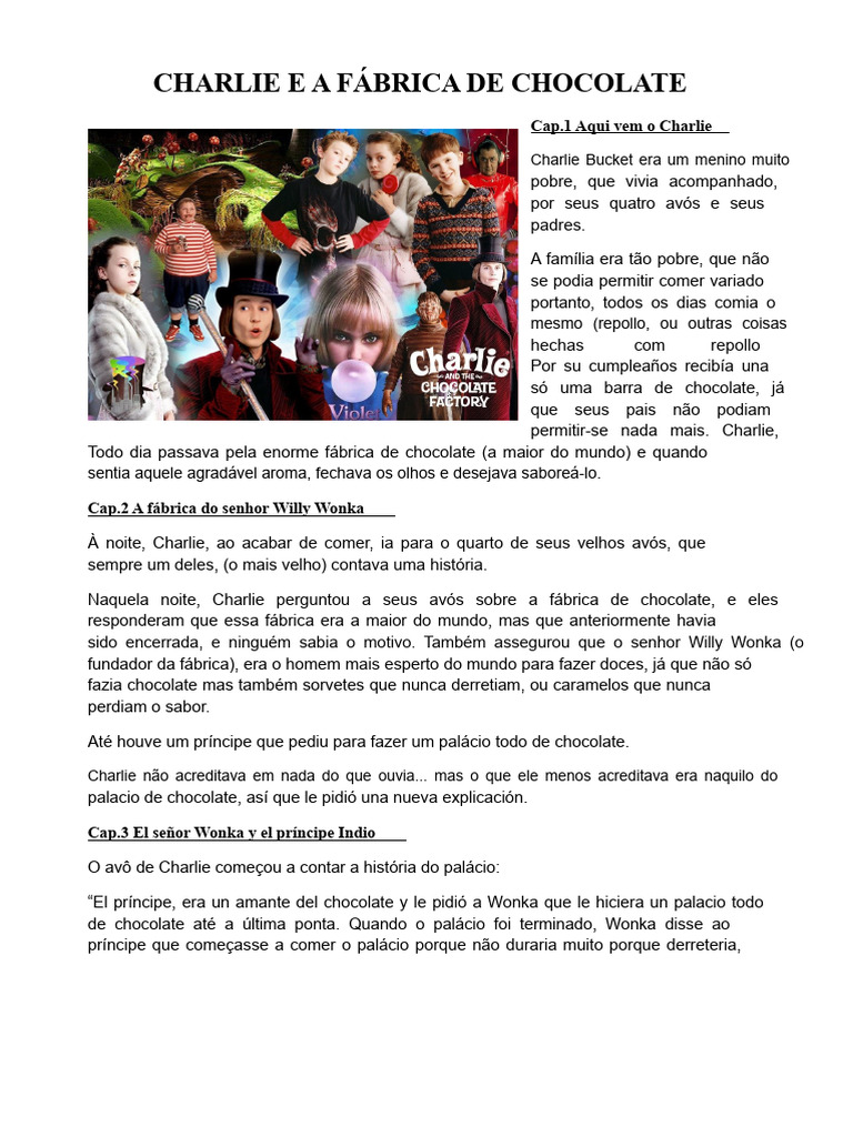 Aventura de Charlie na Fábrica de Chocolate | PDF | Chocolate