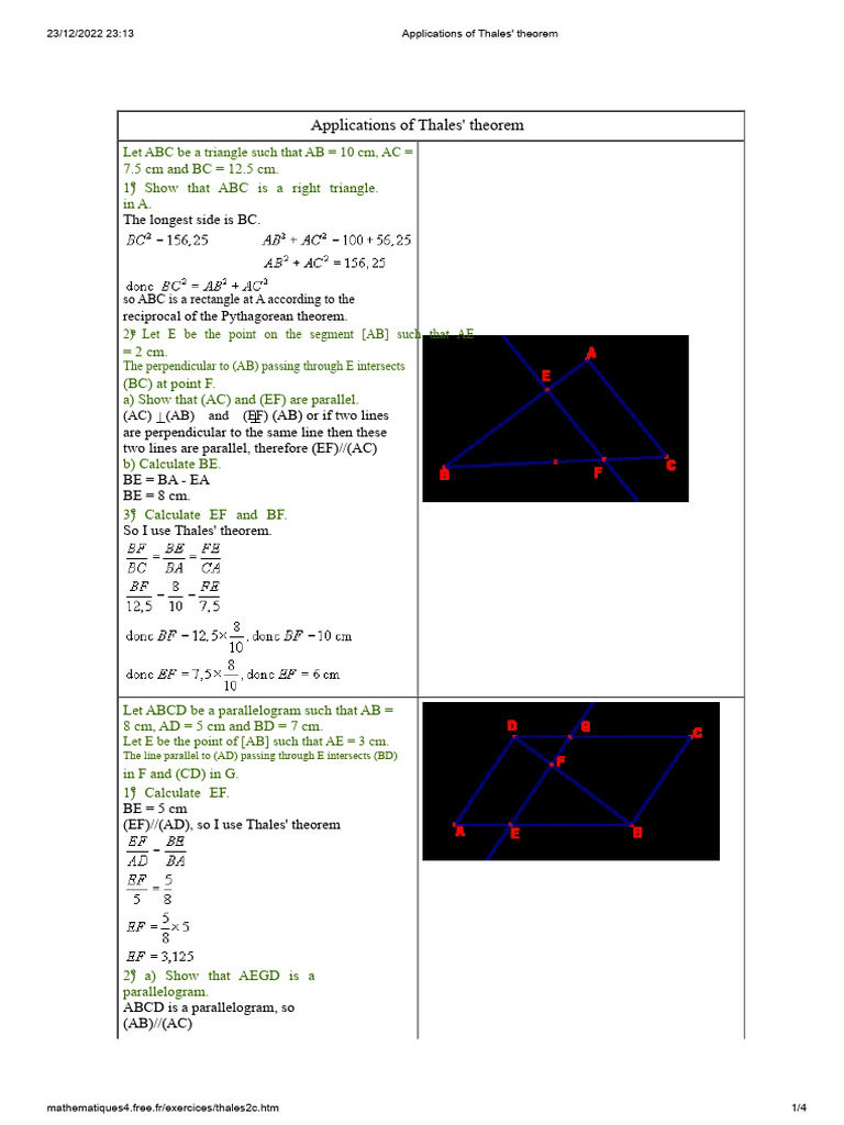 Applications of Thales' Theorem | PDF | Perpendicular | Euclid