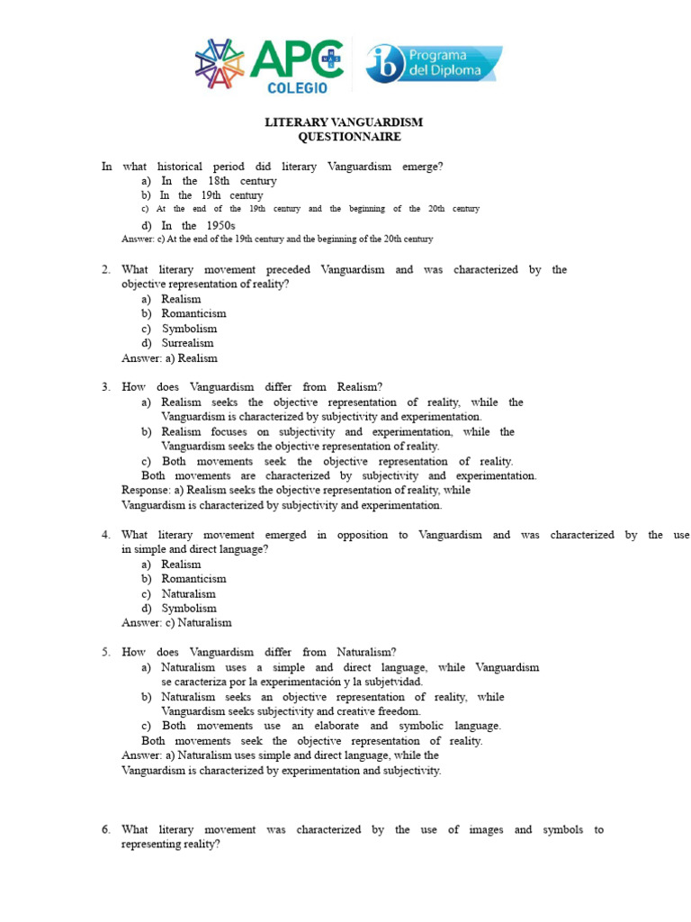 VANGUARDISM_QUESTIONNAIRE | PDF | Realism (Arts) | Reality