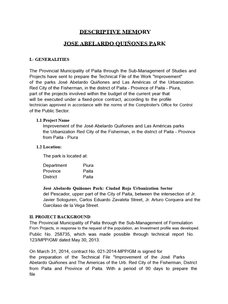 Descriptive Memory Park | PDF | Concrete | Parks