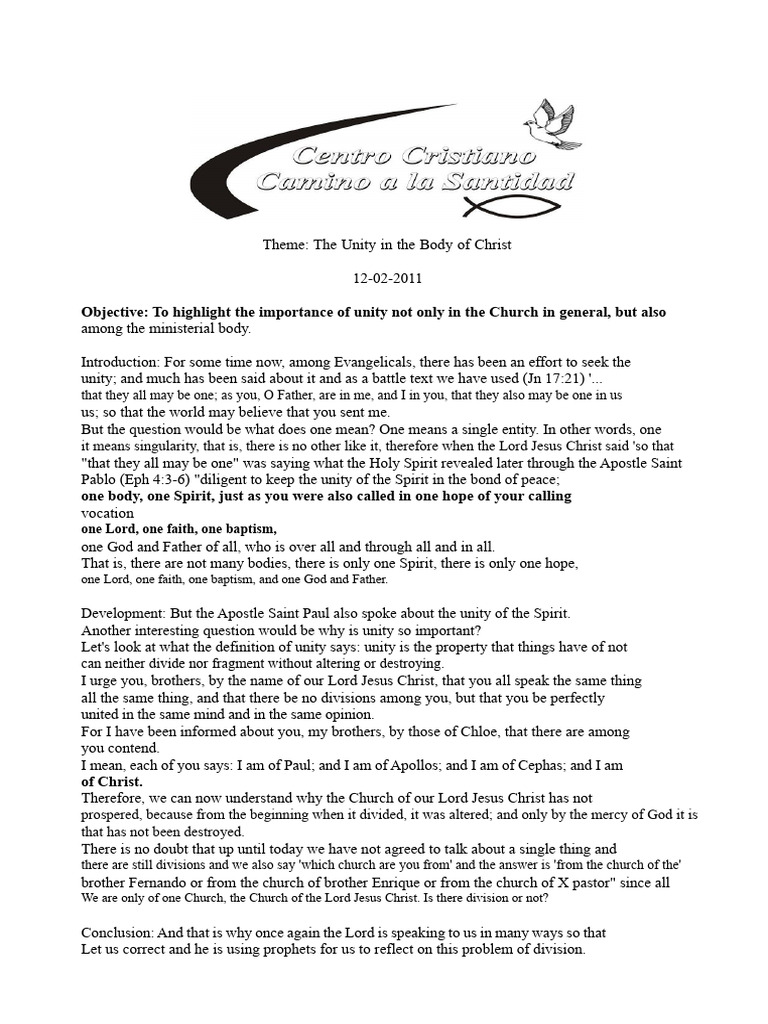 Unity in the Body of Christ Explained | PDF | God The Father ...