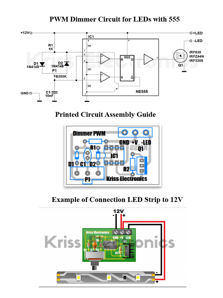 PWM Dimmer Circuit For LEDs With 555 | PDF
