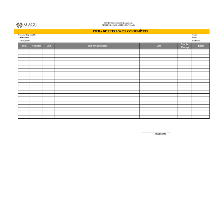 Ficha de Entrega de Consumíveis | PDF