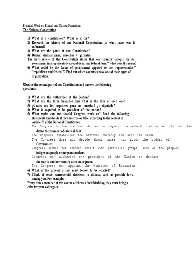 Practical Work On Ethical and Citizen Formation | PDF
