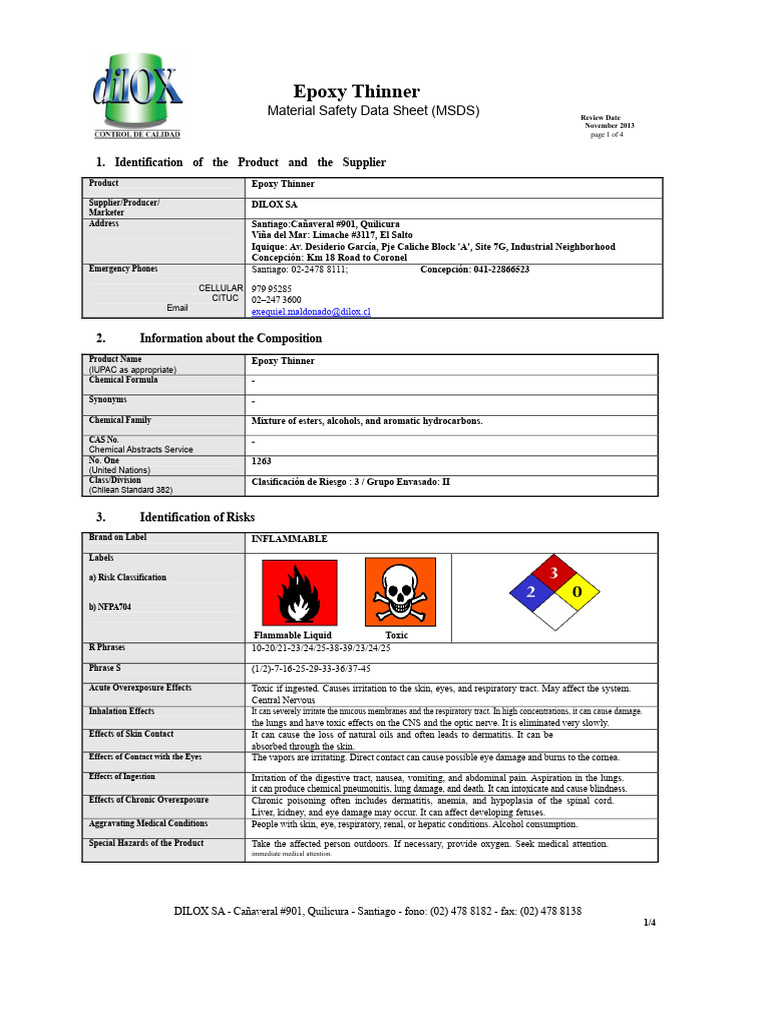 Epoxy Thinner PDF | PDF | Water | Toxicity