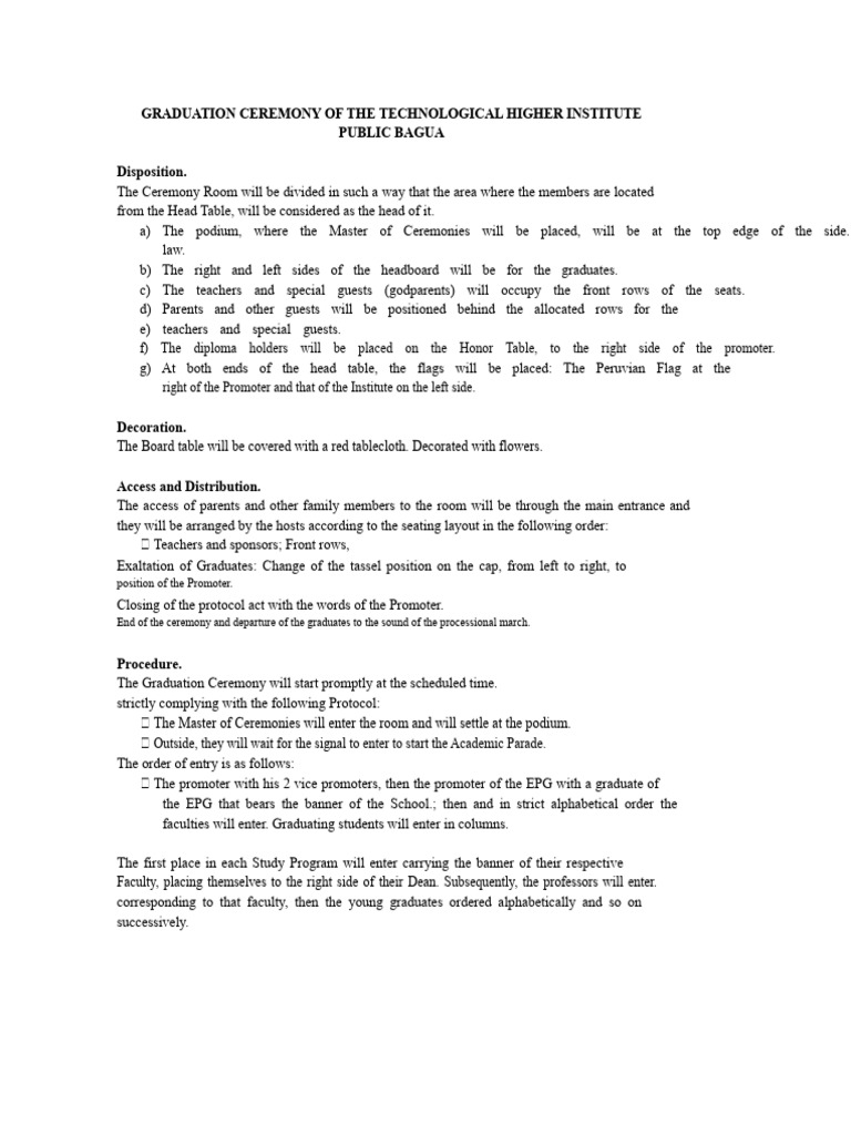 Graduation Ceremony Protocol Guide | PDF