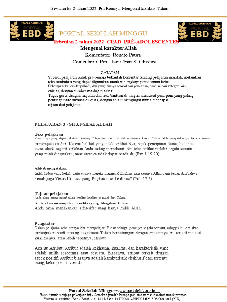 Mengenal Sifat-Sifat Tuhan untuk Pra-Remaja | PDF