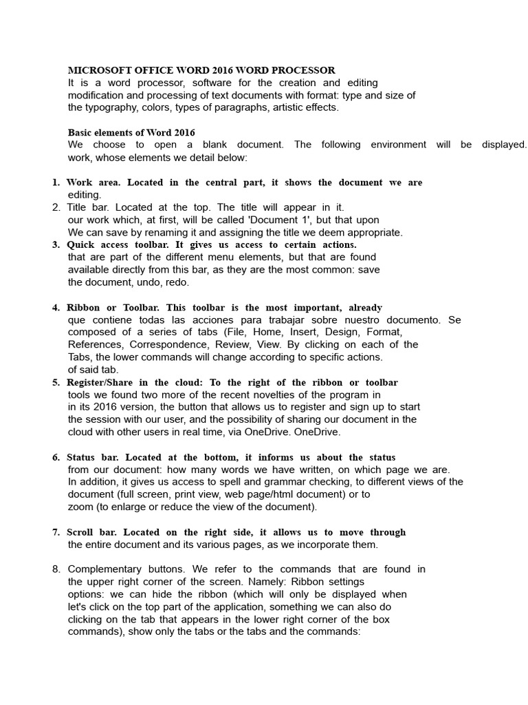 Parts of The Word Processor | PDF | Microsoft Word | Microsoft Windows