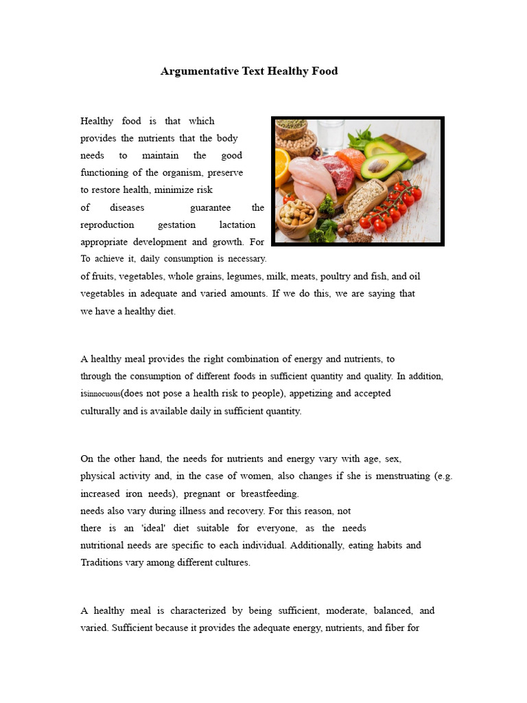 Argumentative Text Healthy Food | PDF