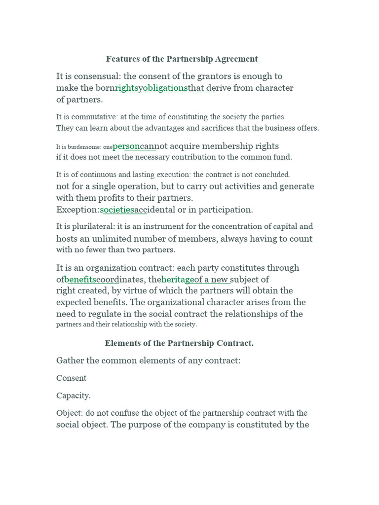 Characteristics of The Partnership Agreement | PDF | Partnership ...