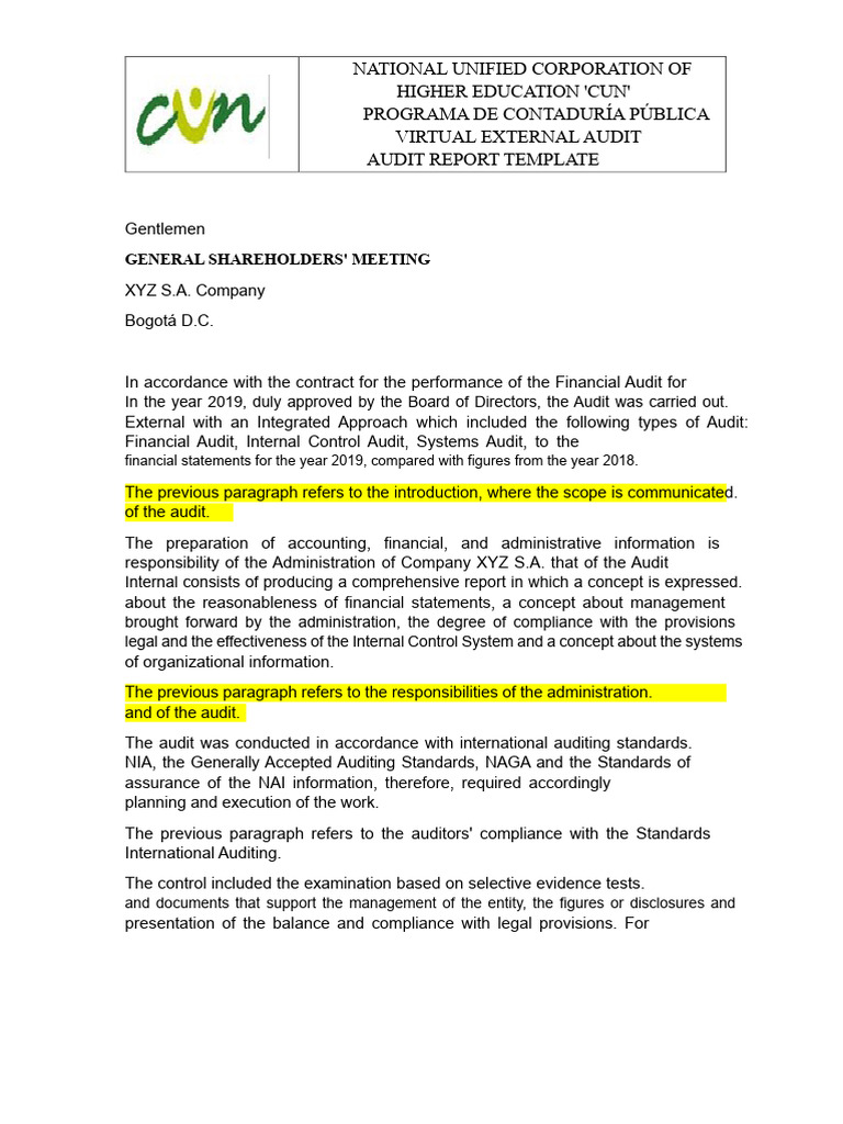 FINANCIAL AUDIT REPORT MODEL (1) | PDF | Audit | Auditor's Report