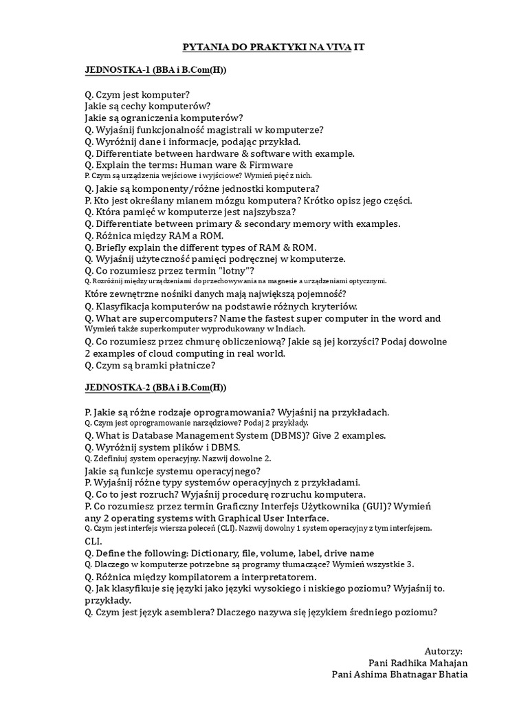 Pytania Viva Z Dziedziny It | PDF