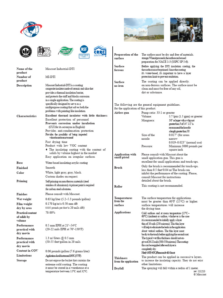 Mascoat Industrial-DTI Coating Guide | PDF | Coating | Corrosion
