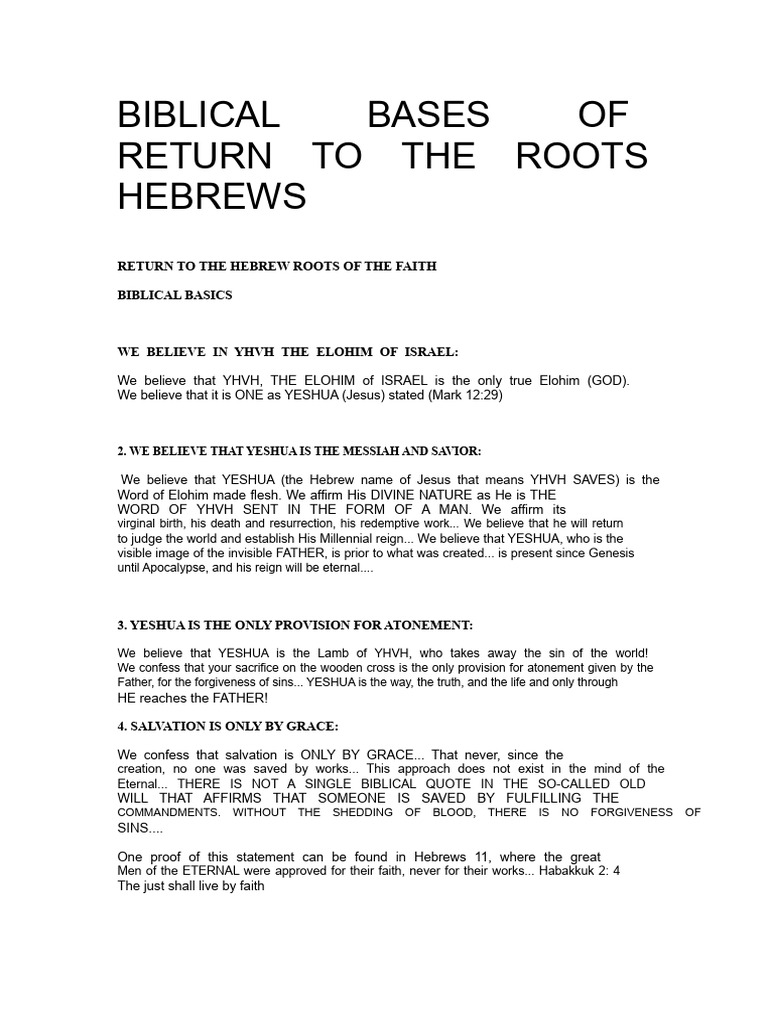 Biblical Foundations of Returning To Hebrew Roots | PDF | Jesus | Ten ...