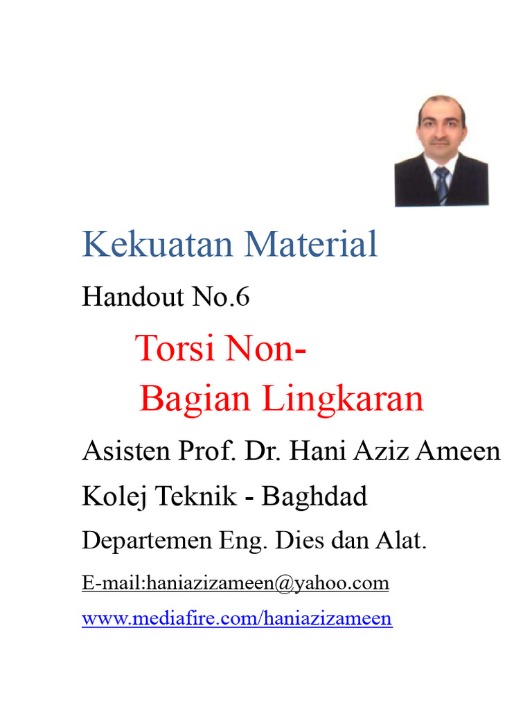 Kekuatan Material - Torsi Penampang Non Lingkaran - Hani Aziz Ameen | PDF