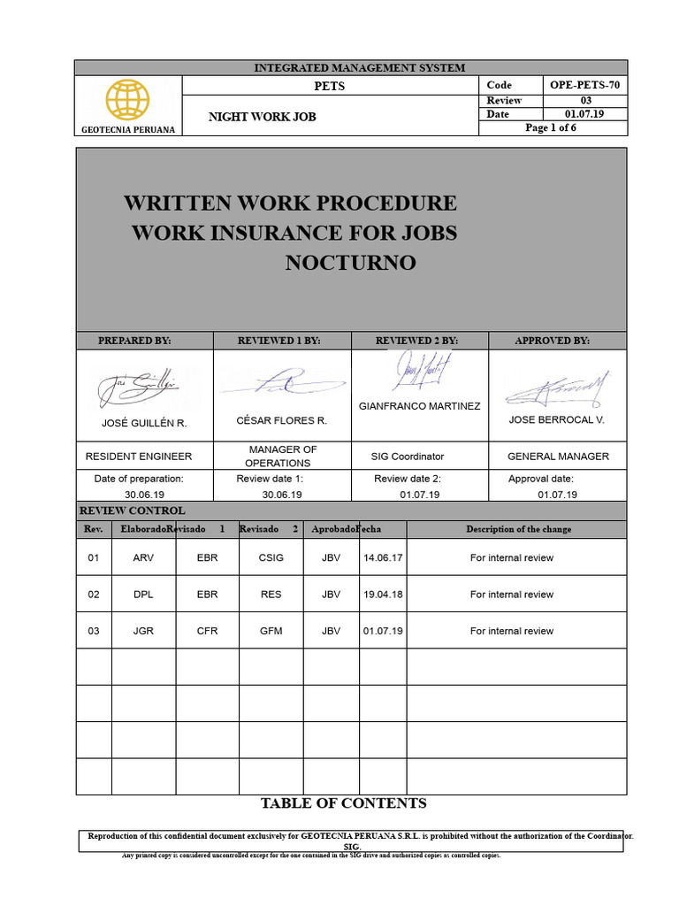 Night Work Safety Procedures Guide | PDF | Safety