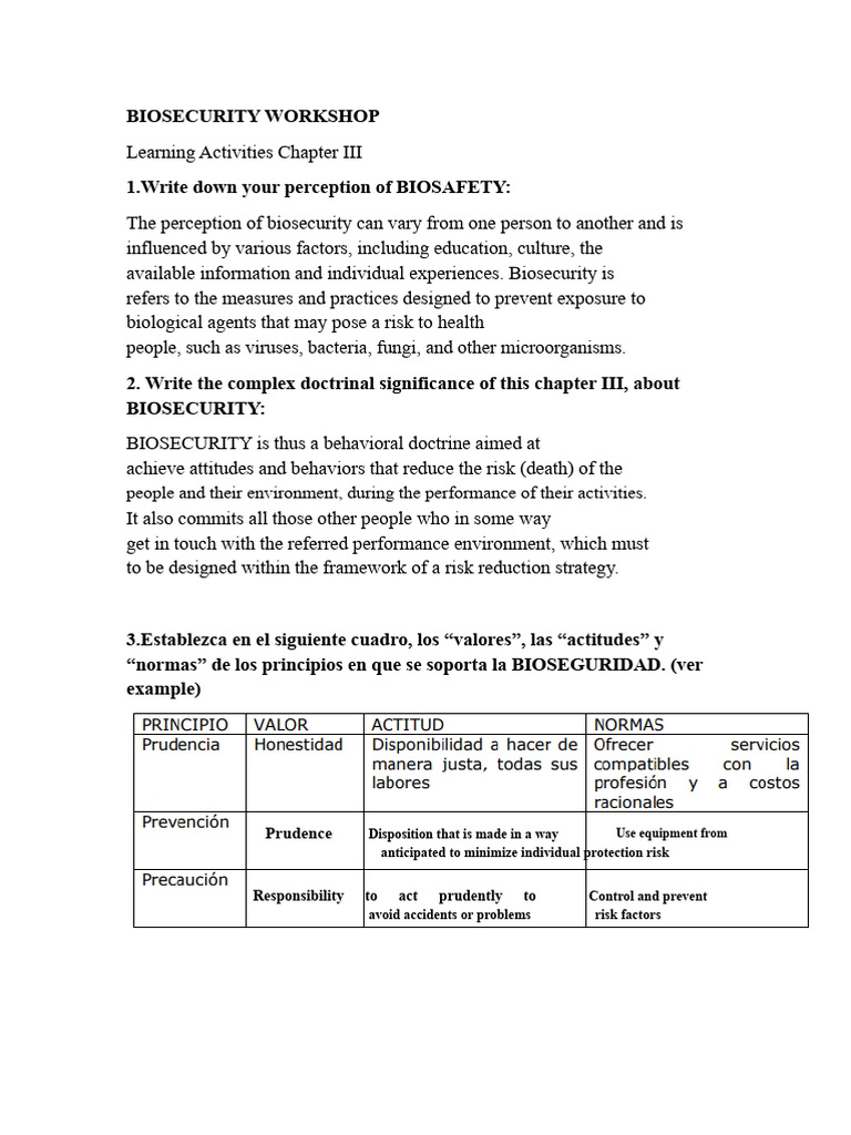 Biosecurity Workshop Chapter Iii | PDF | Risk | Disinfectant